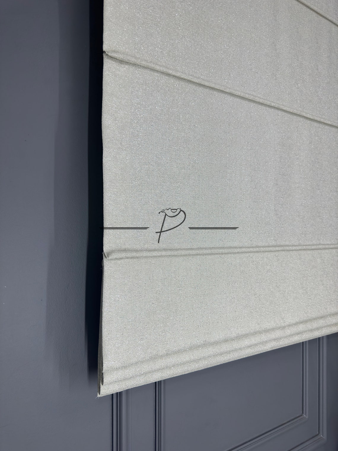 Roman Shade With Chain Mechanism , Glitter Fabric. Natural ,linen Blind ...