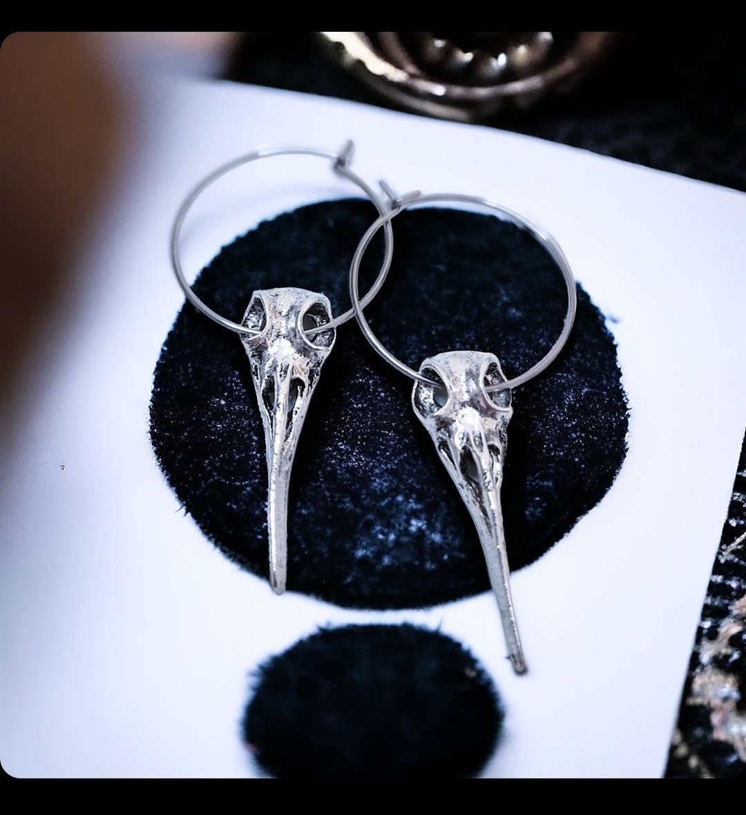 Silver Raven Skull Hoop Earrings || Small / Medium / Large Silver Hoops ...