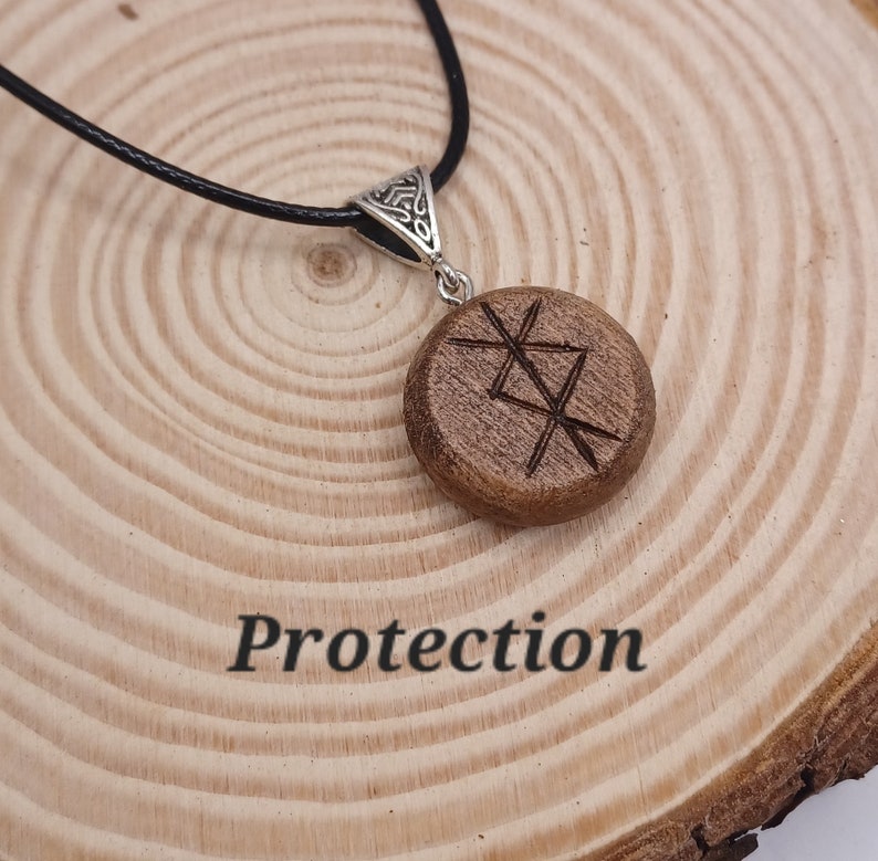 Protection Norse Viking Bind Rune Amulet Necklace Wooden - Etsy