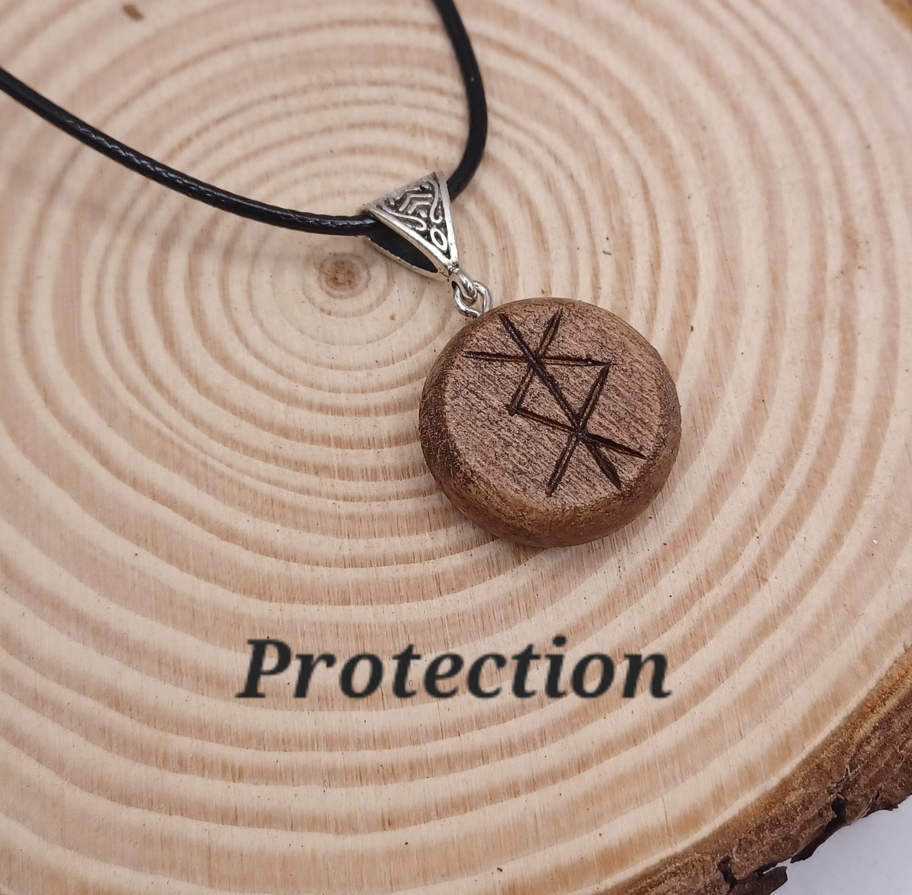 Protection Norse Viking Bind Rune Amulet Necklace Wooden - Etsy