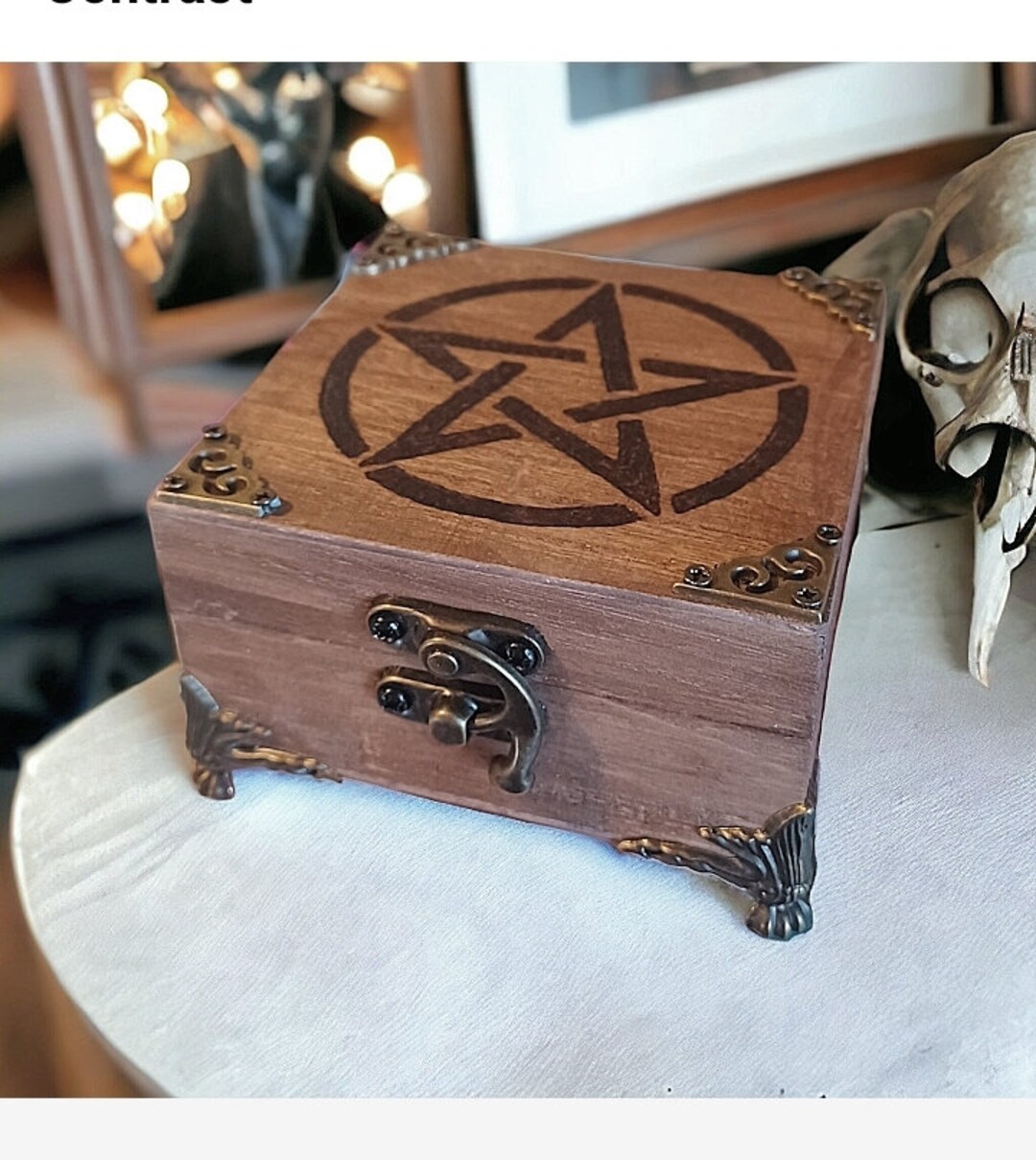 Wood-burned Pentacle Wooden Trinket Box Wicca Jewelry Box Viking ...