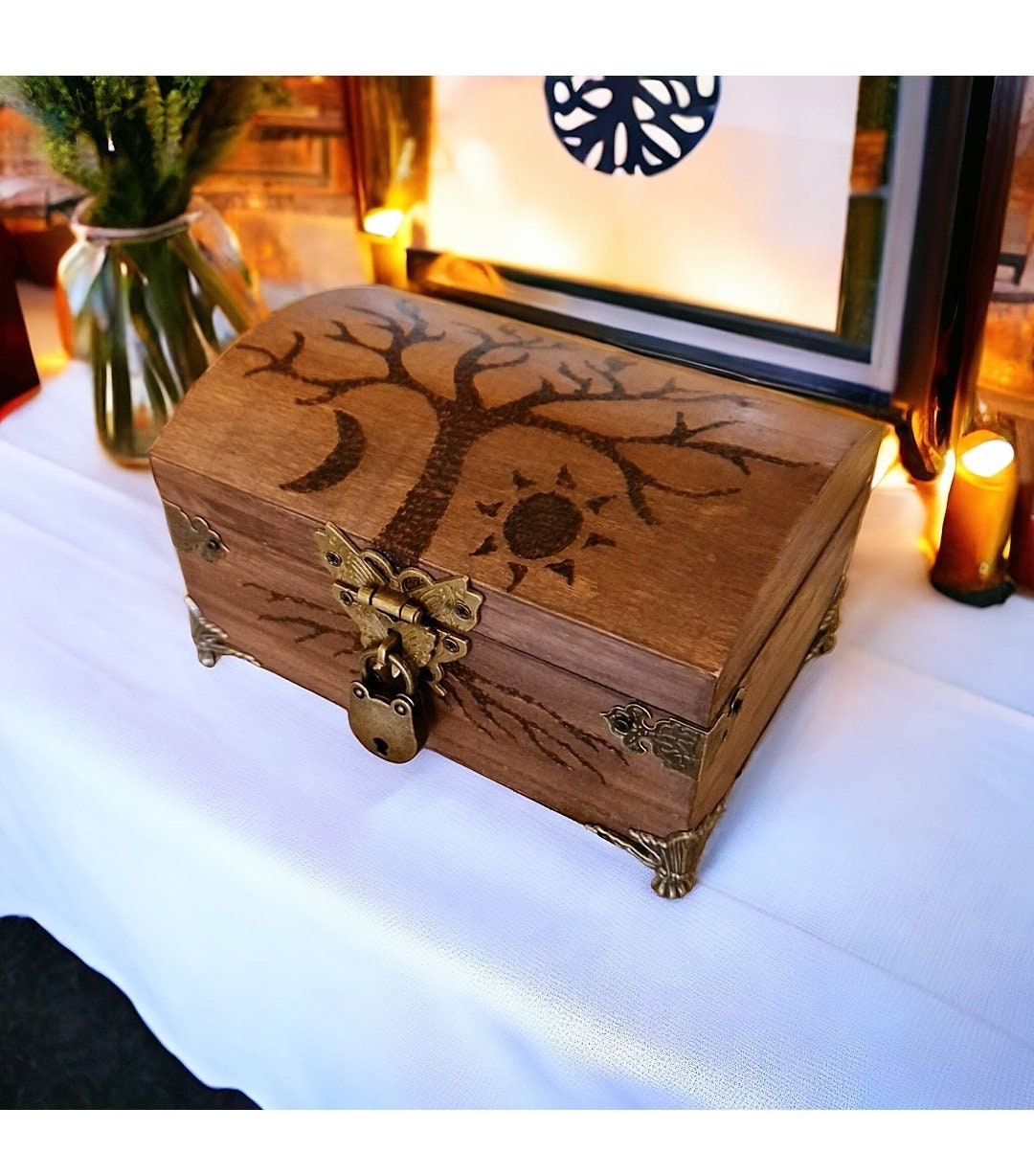Wood-burned Yggdrasil Tree of Life Wooden Chest | Manifestation Box ...