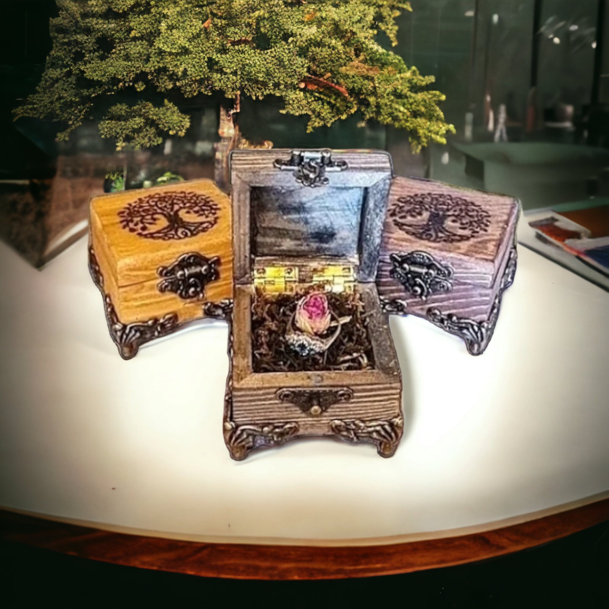 Wood-burned Yggdrasil Engagement Ring Box Tree of Life - Etsy