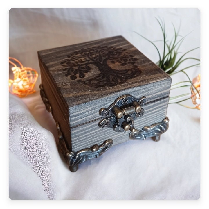 Wood-burned Yggdrasil Engagement Ring Box Tree of Life - Etsy