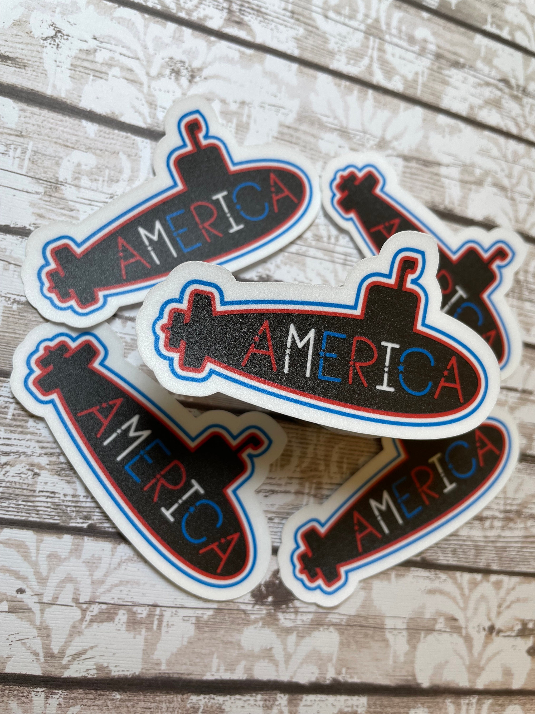 Submarine Americana Sticker Patriotic Sub Sailor Decal Navy Deployment ...