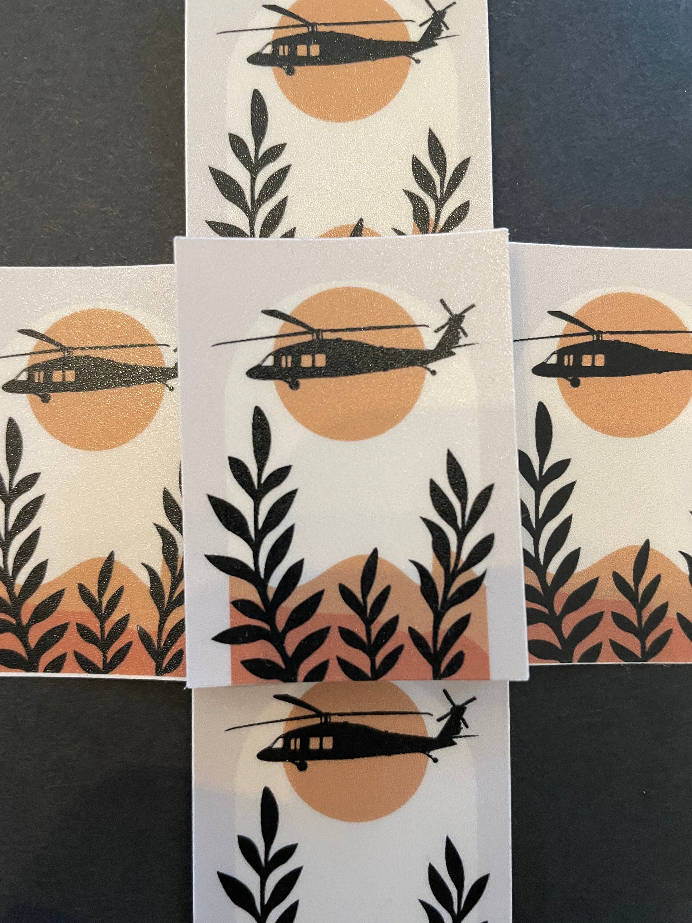 Helicopter Silhouette With Moon Army Pilot Helicopter Military Stickers ...