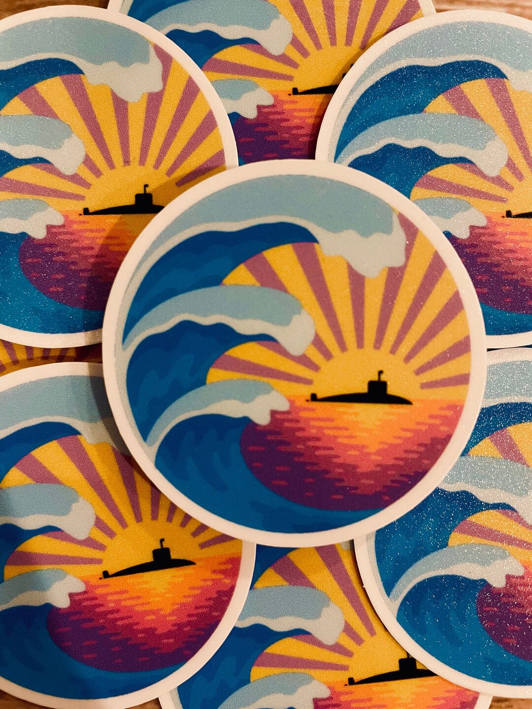 Submarine Sunset, Submarine Wave Sticker, Submarine Sticker, Navy Gift ...