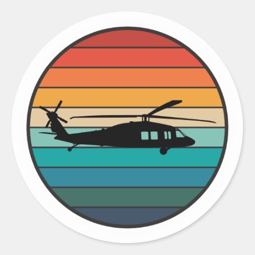 Retro Army Helicopter Sticker - Retro Circle Rainbow Stickers - AH-64 ...