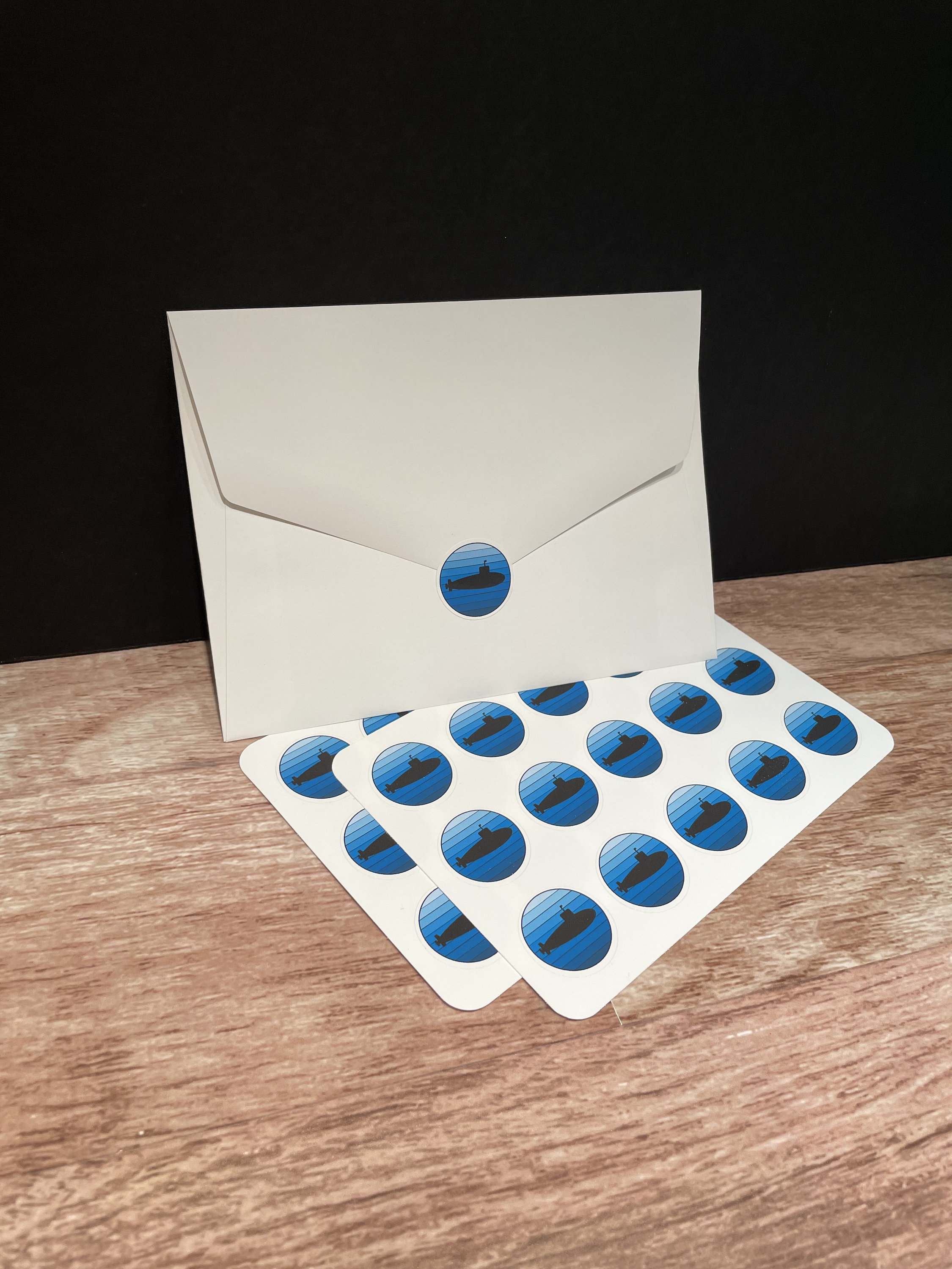 Submarine Envelope Sealer Sub Blue Retro Navy Sticker Gradient Letter ...