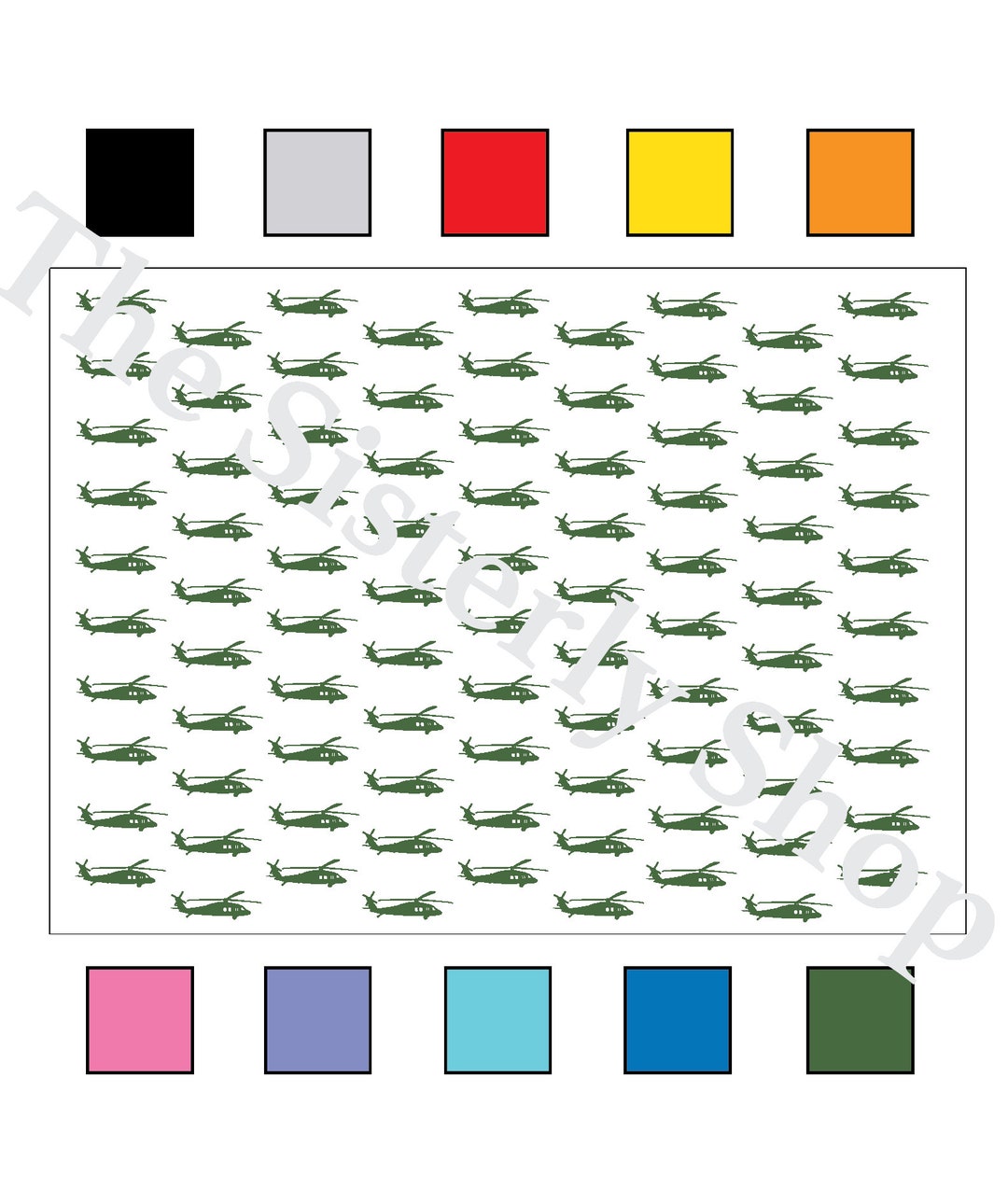 UH-60 Blackhawk Helicopter Colored Helicopter Digital Craft Paper ...