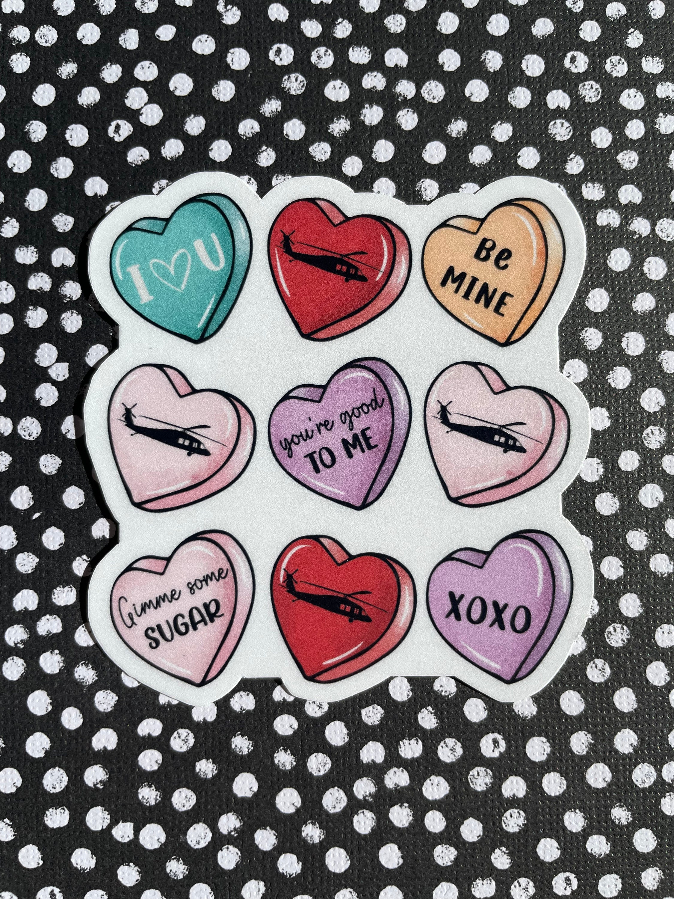Helicopter Candy Heart Stickers - Army Helicopter - UH-60 Blackhawk, AH ...
