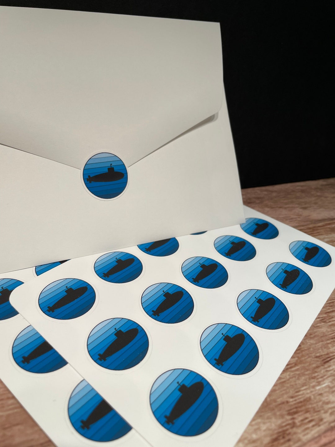 Submarine Envelope Sealer Sub Blue Retro Navy Sticker Gradient Letter ...