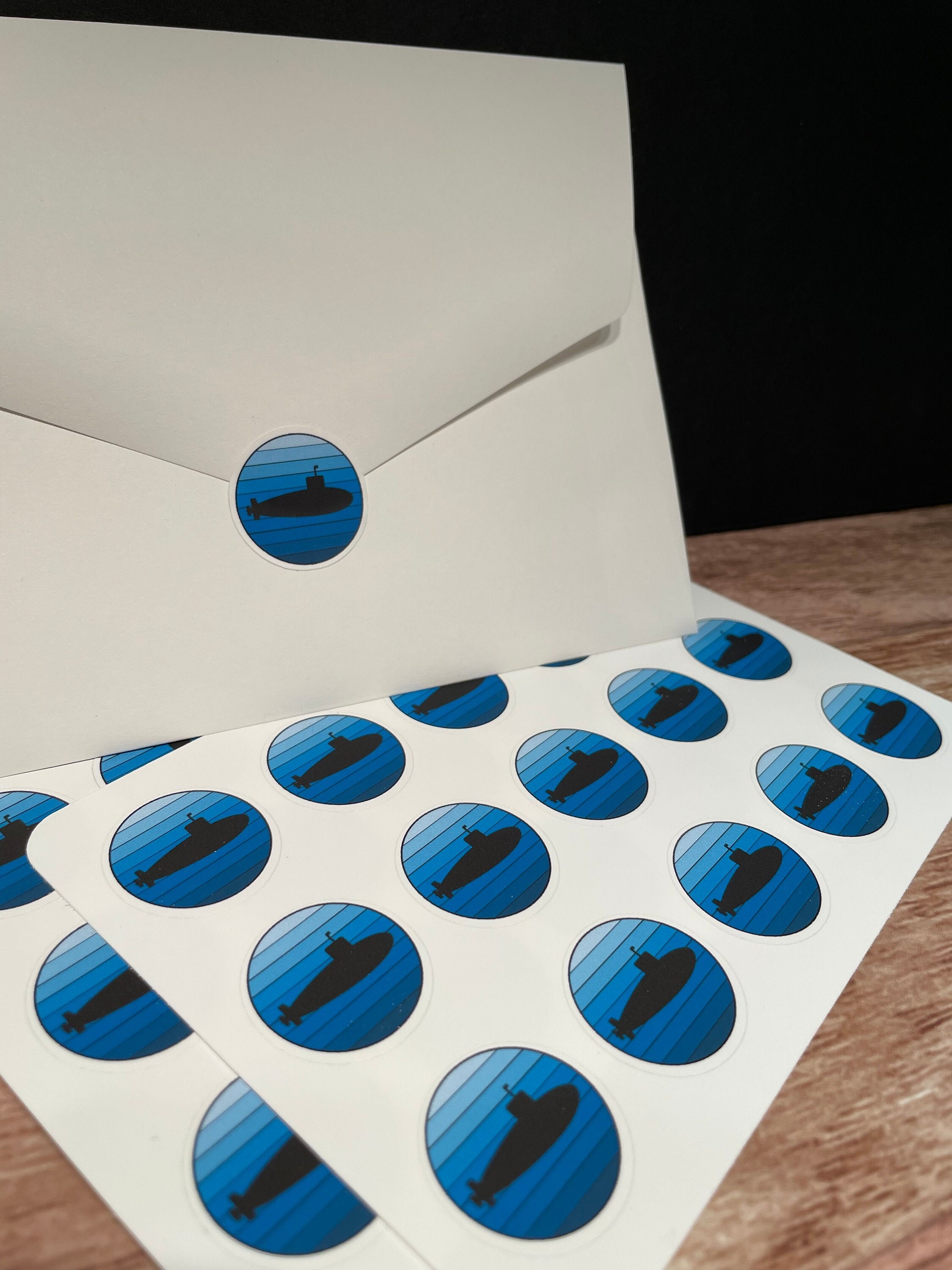 Submarine Envelope Sealer Sub Blue Retro Navy Sticker Gradient Letter ...