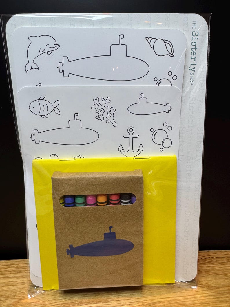 Submarine Kids Coloring Sticker Kit Military Present Navy Gift Sub Wife ...