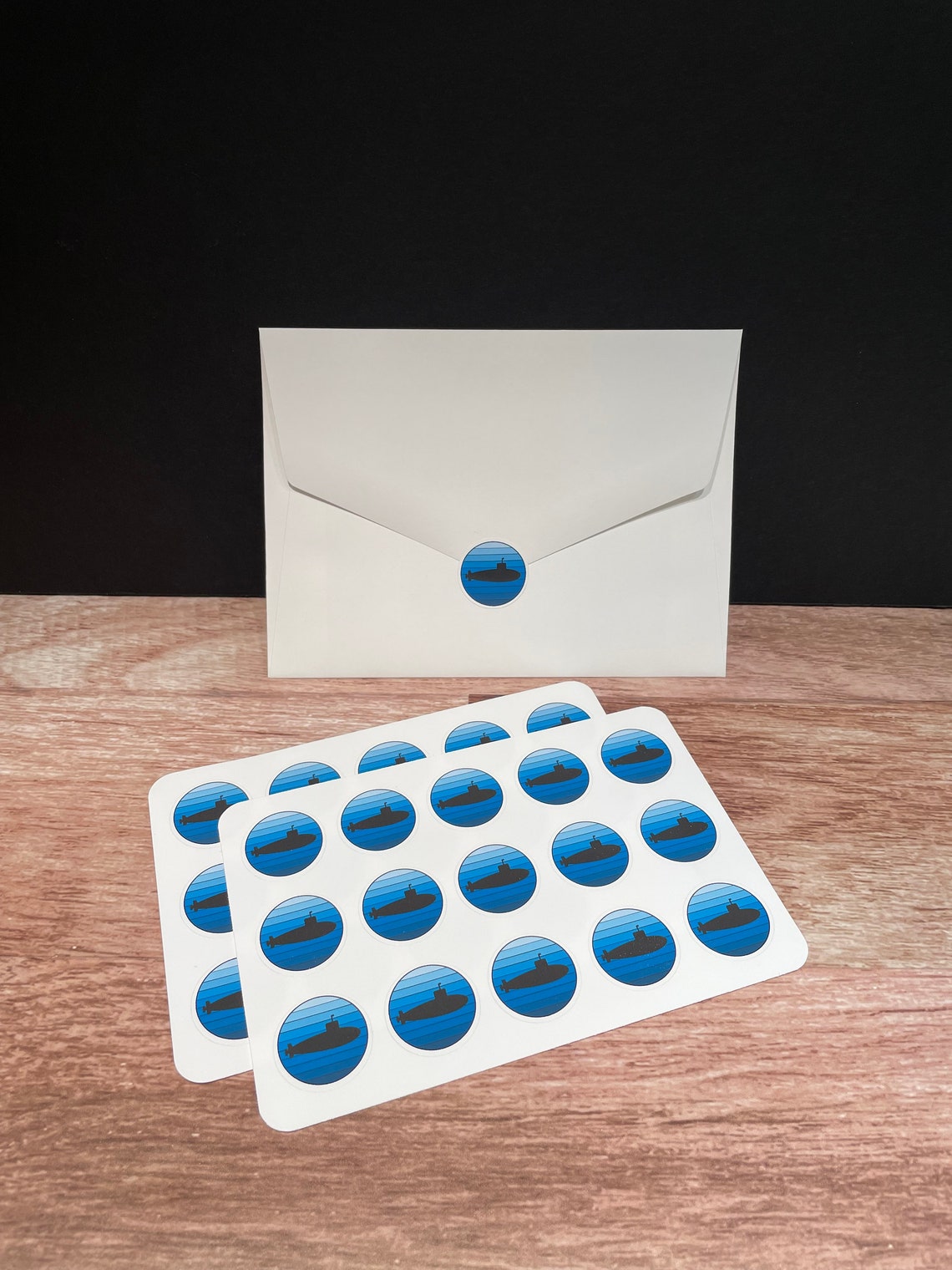 Submarine Envelope Sealer Sub Blue Retro Navy Sticker Gradient Letter ...