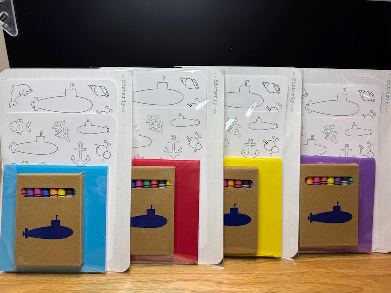 Submarine Kids Coloring Sticker Kit Military Present Navy Gift Sub Wife ...