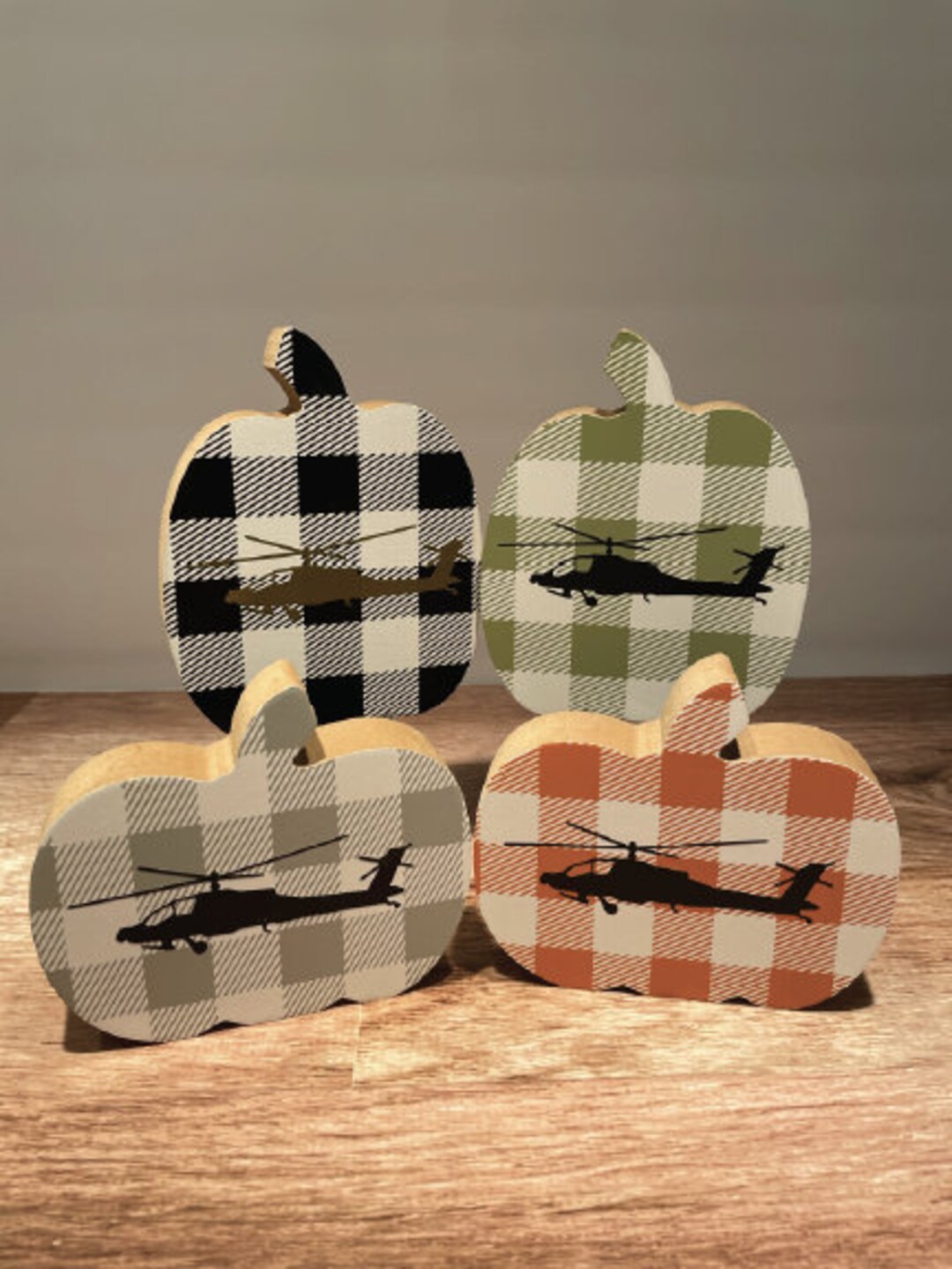 Apache Silhouette Plaid Wooden Pumpkin Home Decor Autumn Seasonal ...