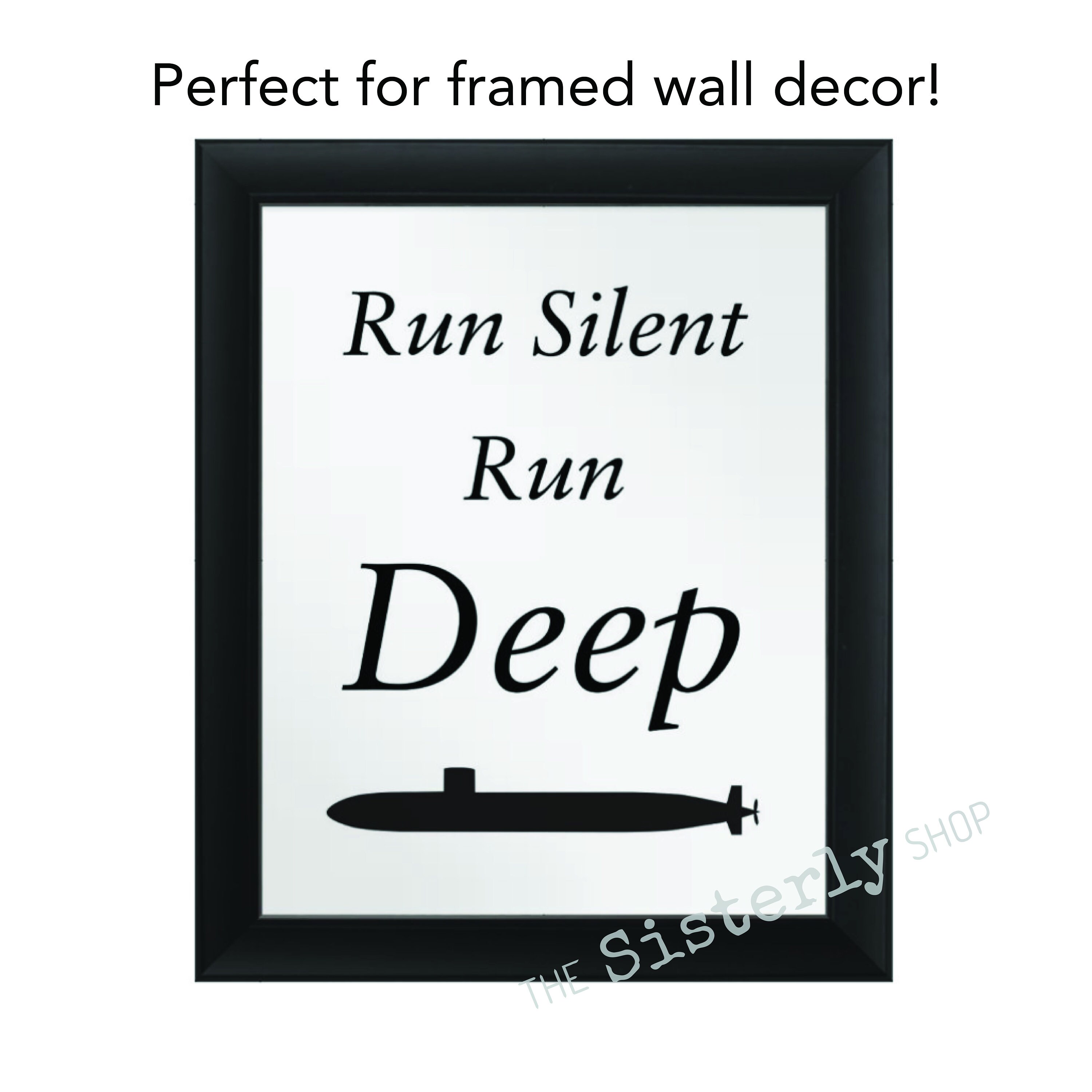 Submarine Digital Wall Art Run Silent Run Deep Navy Wall Art Digital ...