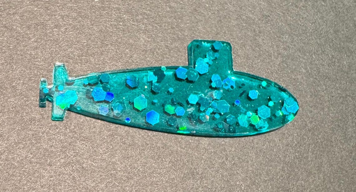 Resin Submarine Key Chain, Keepsake, Magnet, Sub Wife Gift, Glitter ...