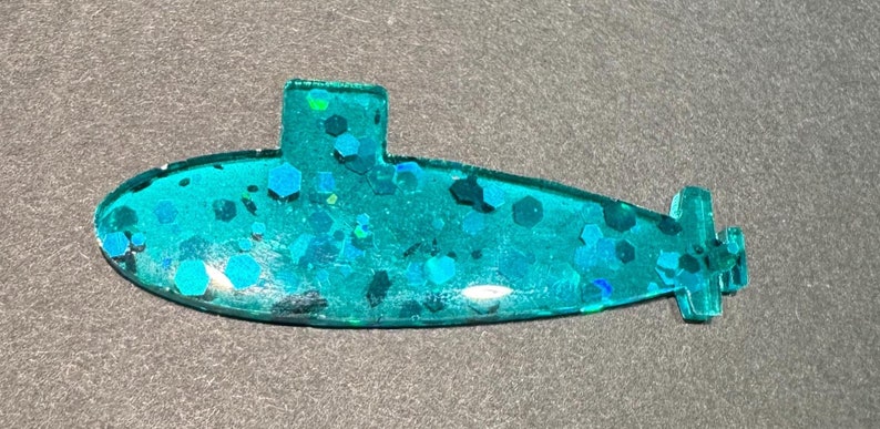 Resin Submarine Key Chain, Keepsake, Magnet, Sub Wife Gift, Glitter ...