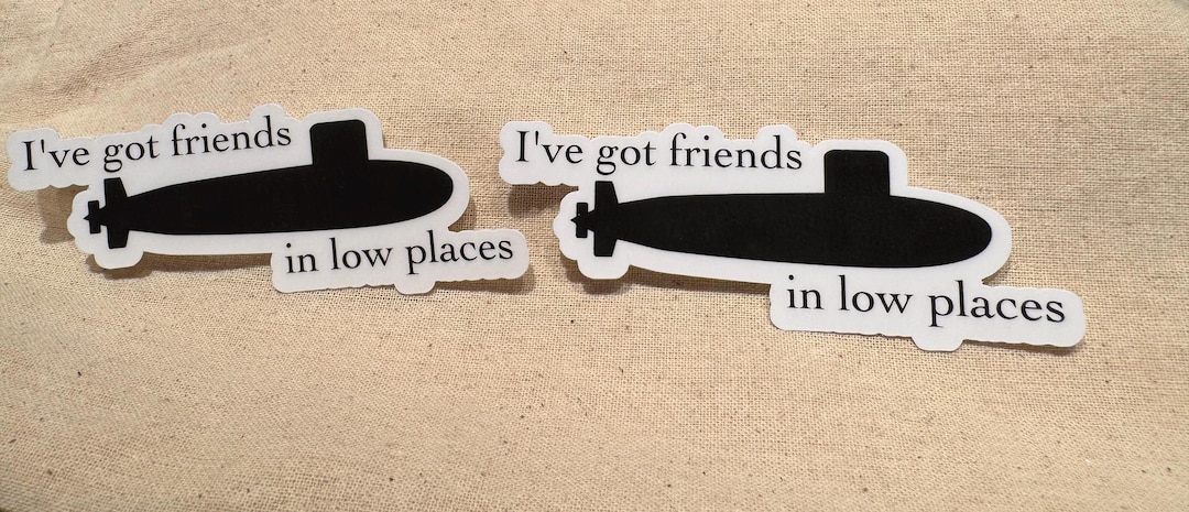 Submarine Friends in Low Places Sticker, Sub Wife Stationery Idea, Card ...