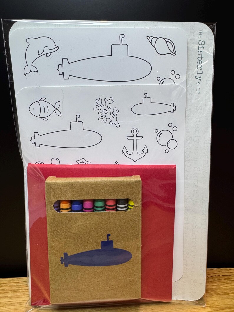Submarine Kids Coloring Sticker Kit Military Present Navy Gift Sub Wife ...