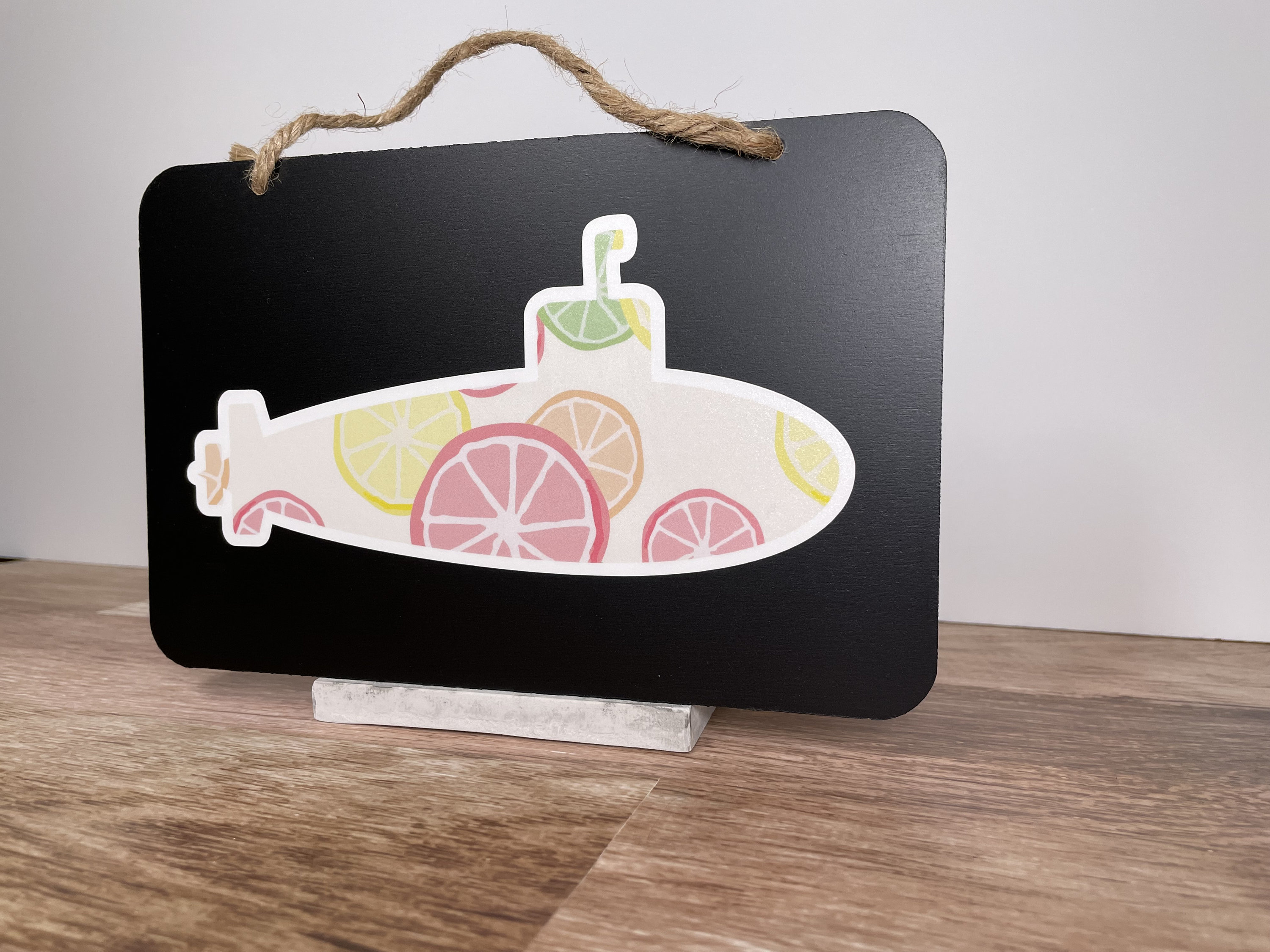 Submarine Cute Lemon Sign - Cute Submarine Decor - Hanging Blackboard ...