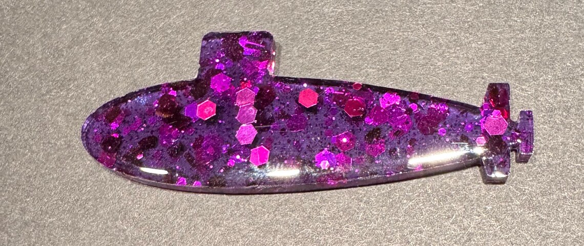 Resin Submarine Key Chain, Keepsake, Magnet, Sub Wife Gift, Glitter ...