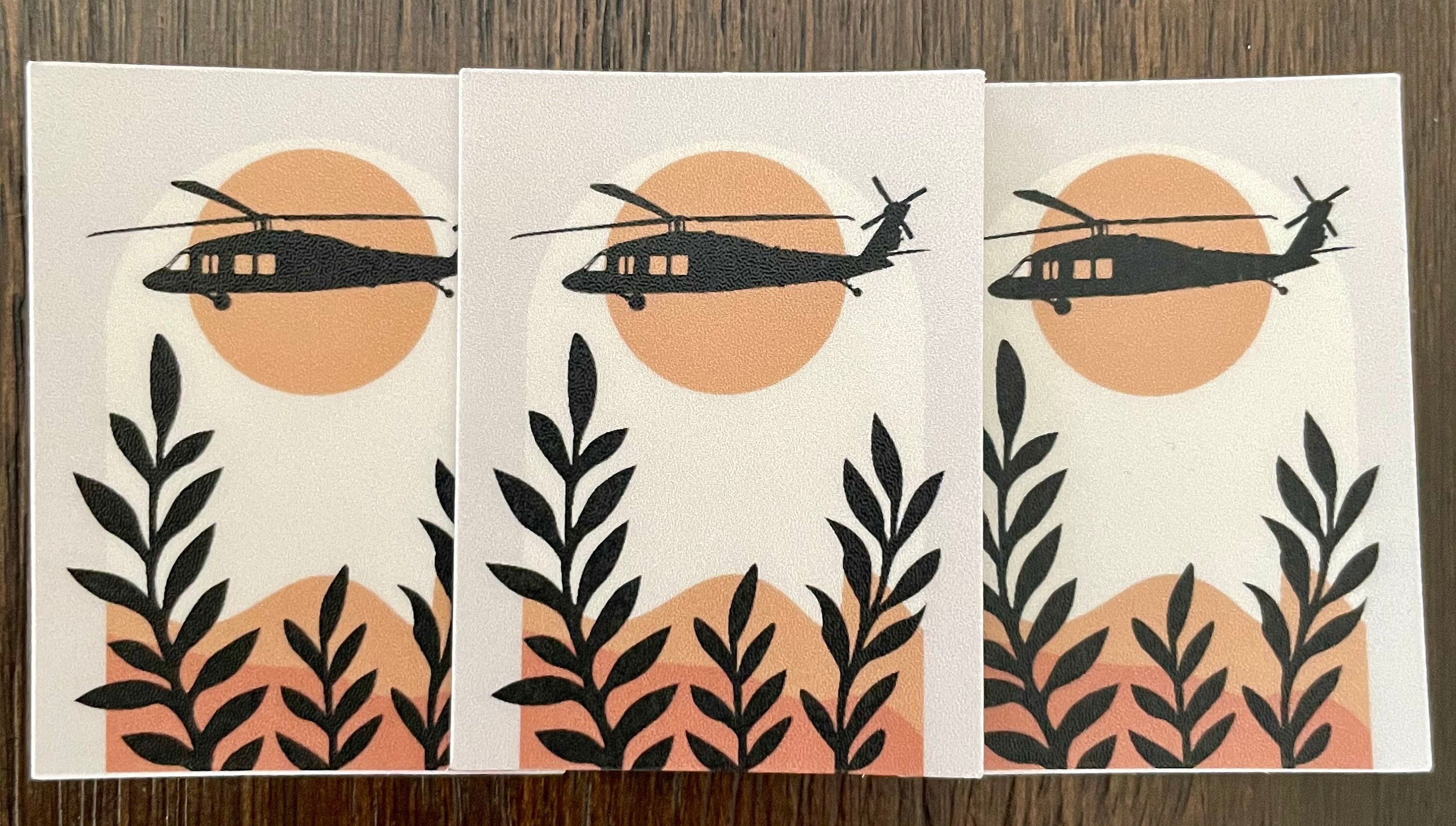 Helicopter Silhouette With Moon Army Pilot Helicopter Military Stickers ...