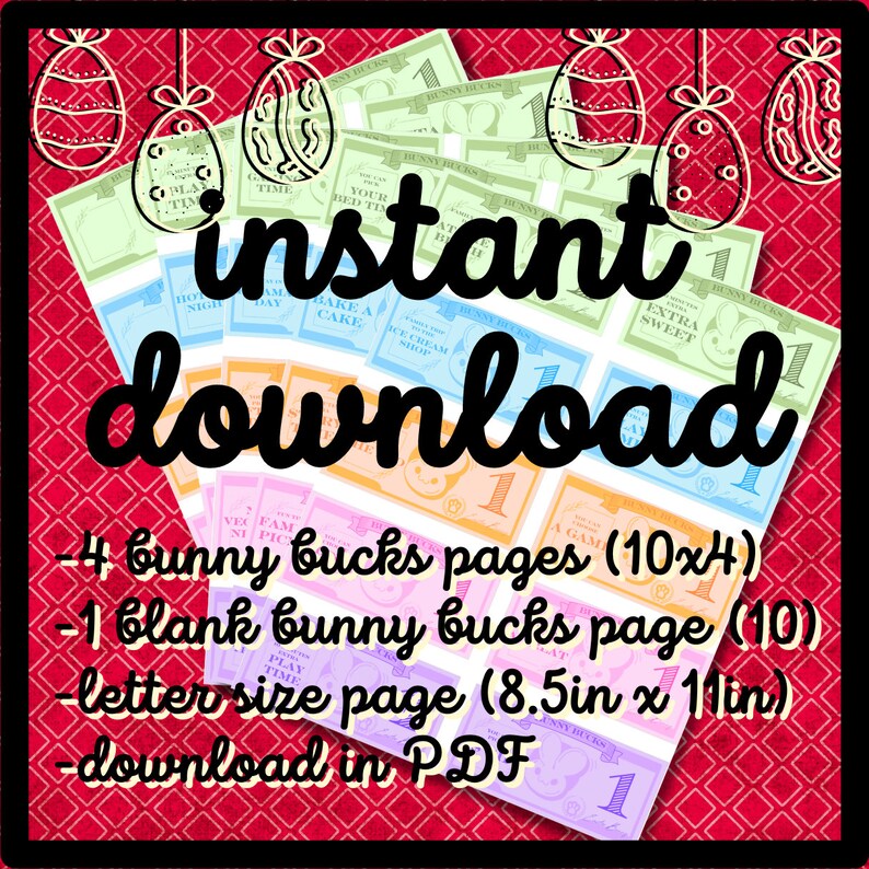 Printable Bunny Bucks for Kids, Print Token, DIY Hunt Tokens Fillers ...