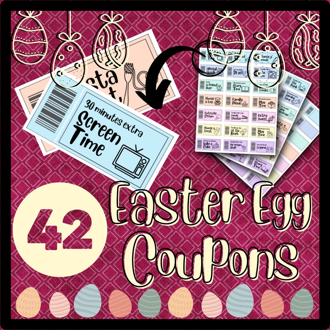 Printable Easter Egg Coupons for Kids, Print Token, DIY Hunt Tokens ...