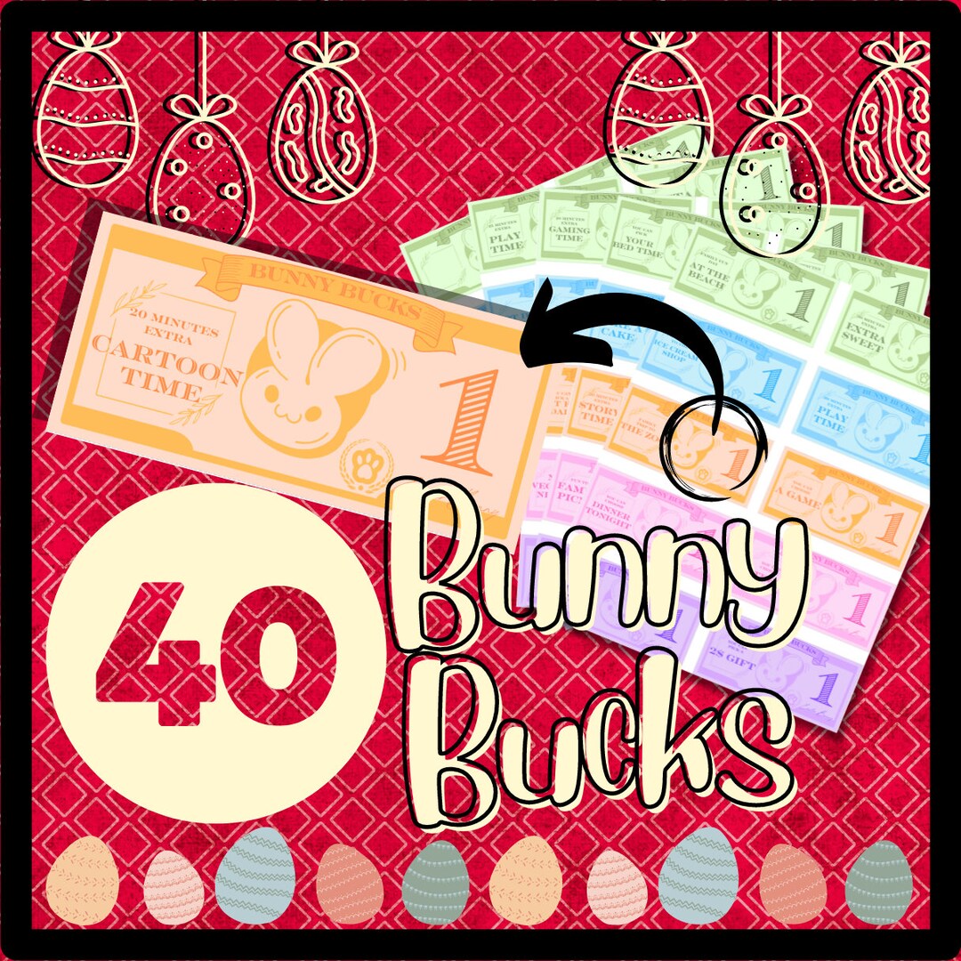 Printable Bunny Bucks for Kids, Print Token, DIY Hunt Tokens Fillers ...