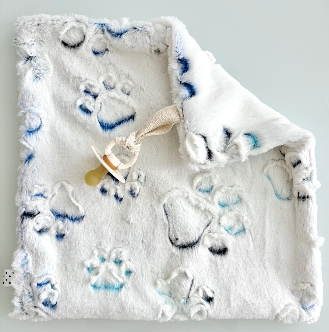 Minky Binky Buddy Lovey | Puppy Dog Paw Print Luxe Cuddle Blanket ...