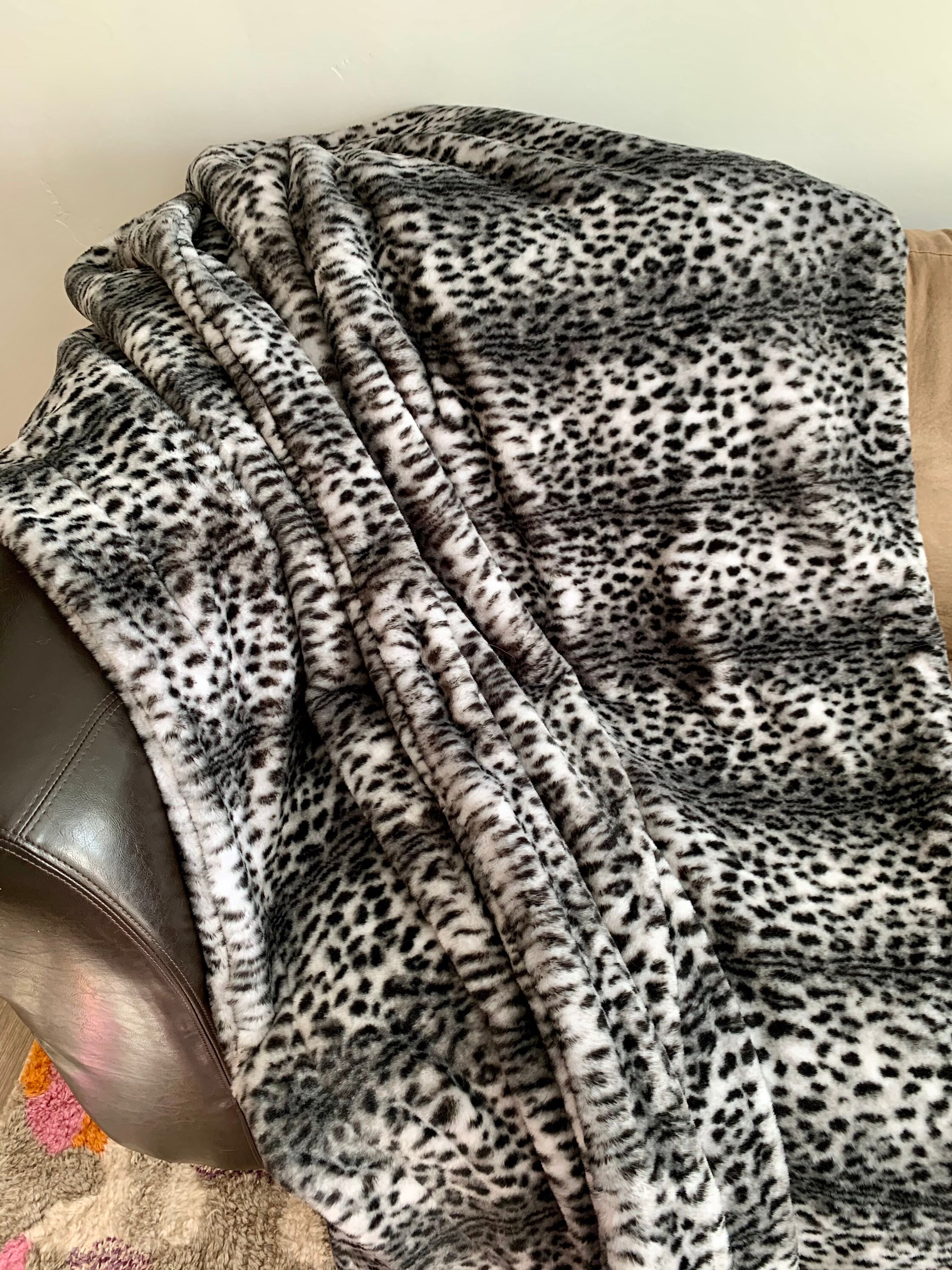 Savanna Snow Black Cheetah Minky Luxe Cuddle Blanket Camel Pecan ...