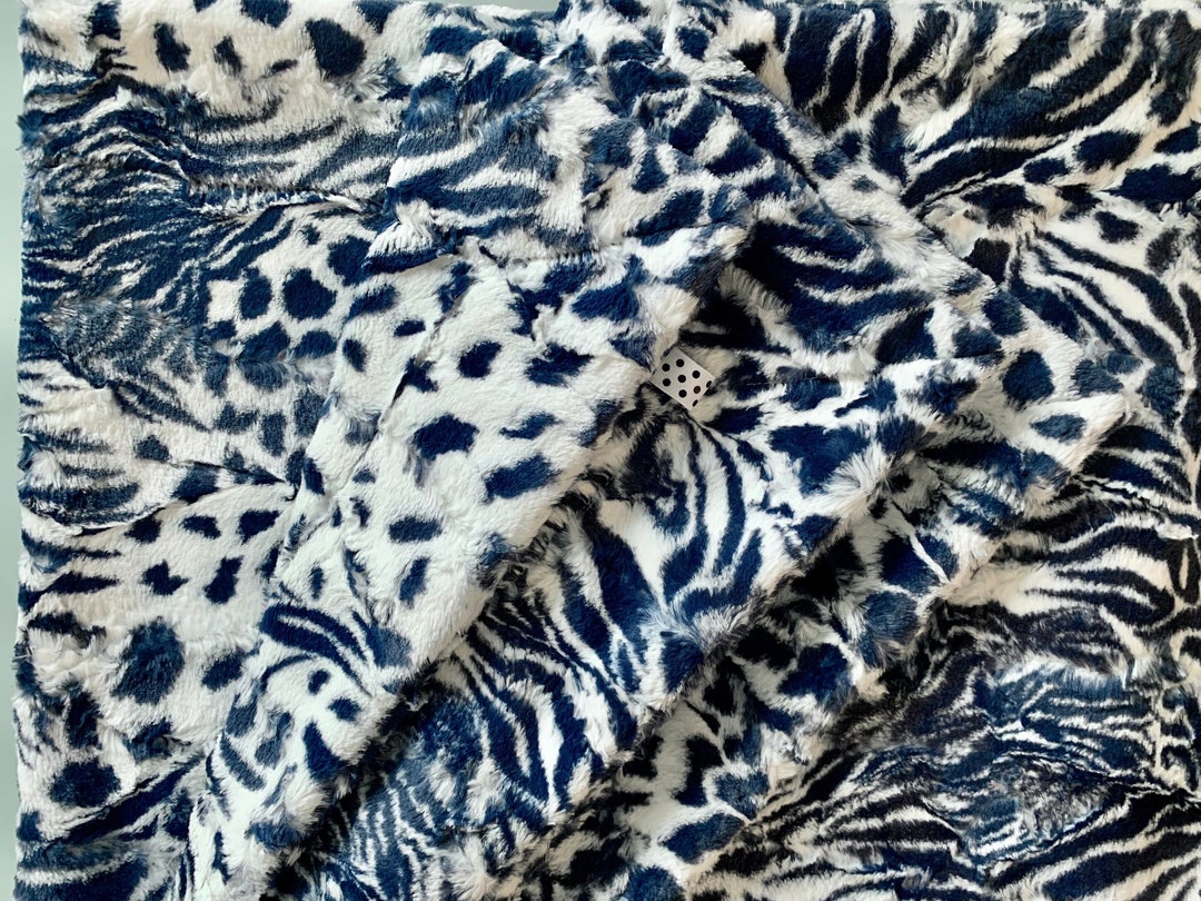 Exotic Wild Animal Print Navy Blue · White Minky Blanket | Leopard ...