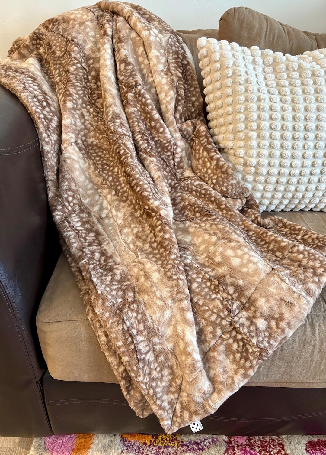 Fawn Print Minky Blanket | Beige Tan Brown Luxe Cuddle | Luxury Minky ...