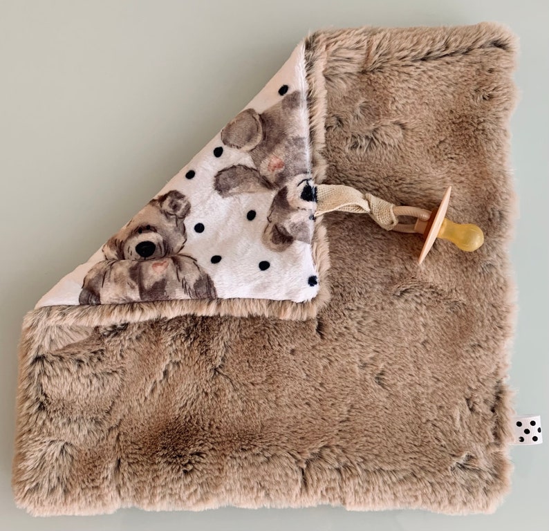 Minky Binky Buddy Lovey | Teddy Bear Quartz Cuddle | Chocolate Almond ...
