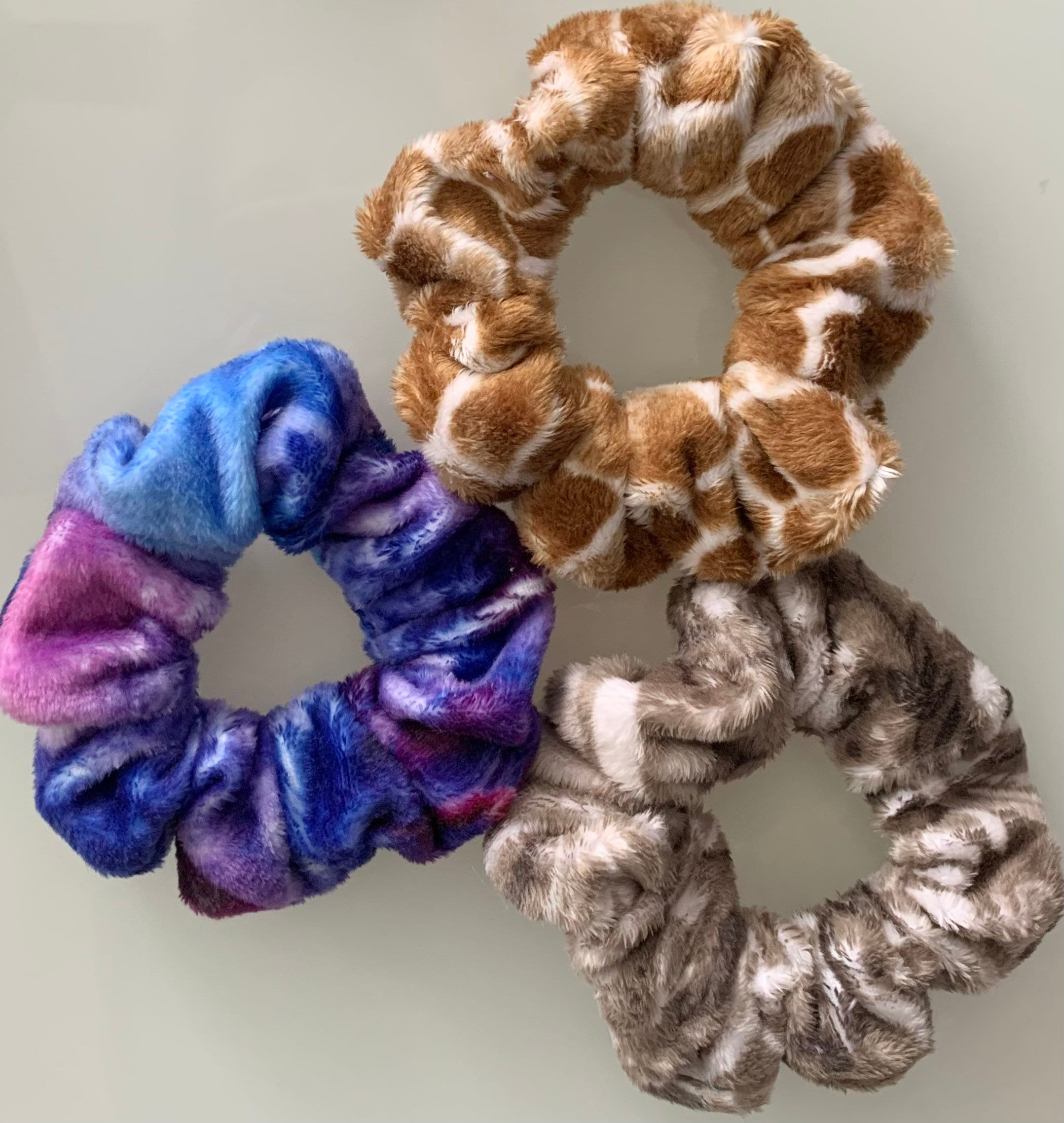 Super Soft Minky Mini Scrunchies | Tan Paisley | Giraffe Print | Blue ...