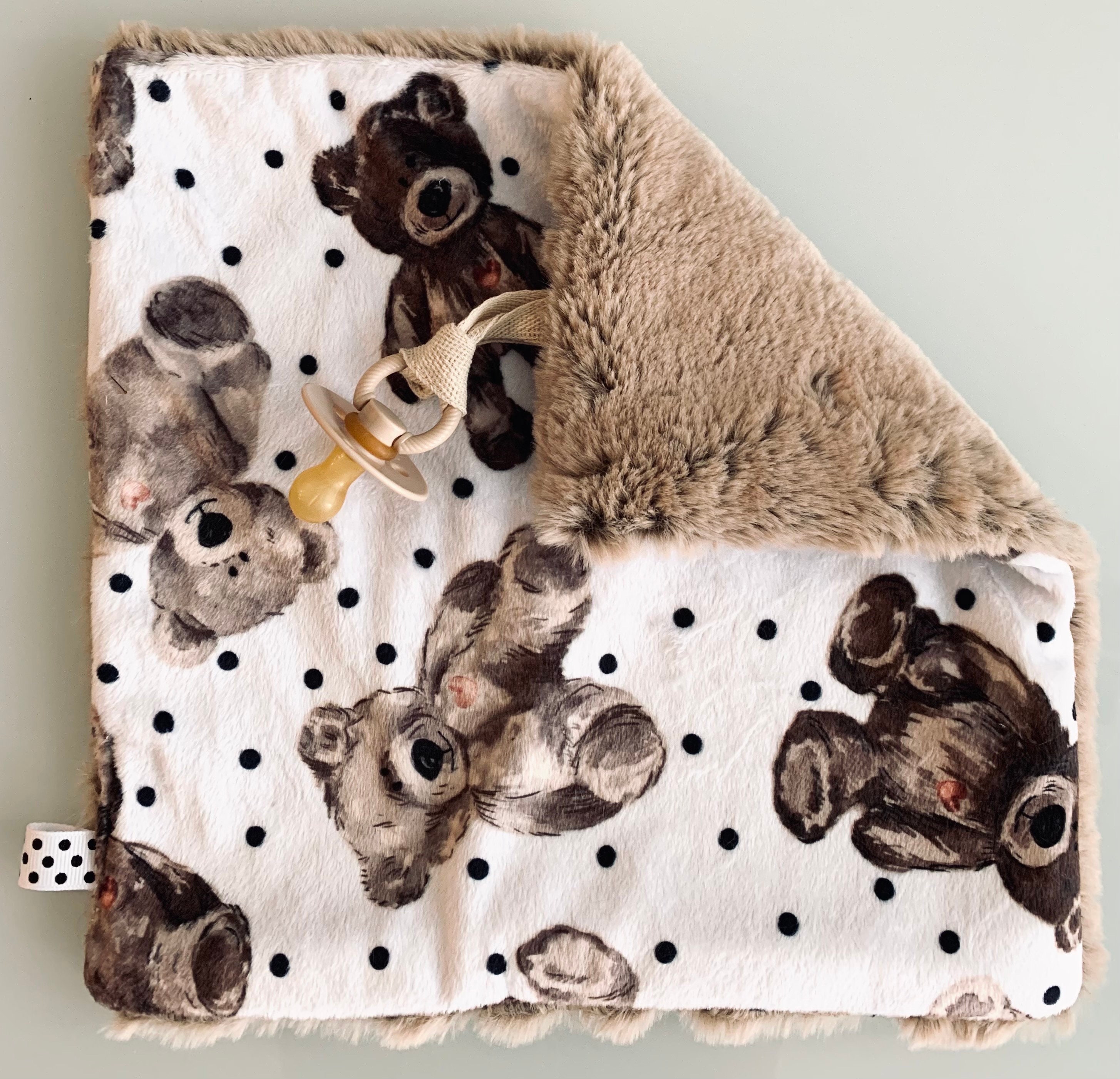 Minky Binky Buddy Lovey Teddy Bear Quartz Cuddle Chocolate Almond ...