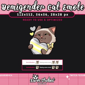 Pride Demigender Cat Emote for Twitch, Discord, Youtube (digital ...