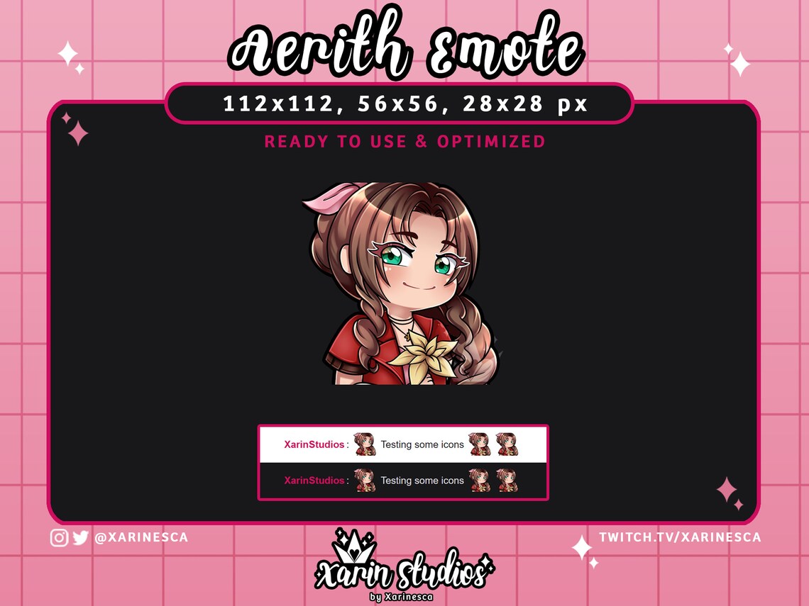Final Fantasy 7 Aerith Emote for Twitch / Discord / Youtube / Stream ...