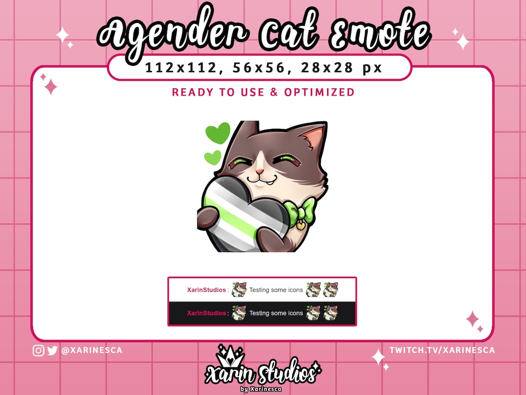 Pride Agender Cat Emote: Twitch/discord/youtube Stream Emotes - Etsy
