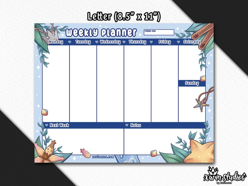 Kingdom Hearts Inspired Weekly Planner: Blue Printable (A4 & US Letter ...