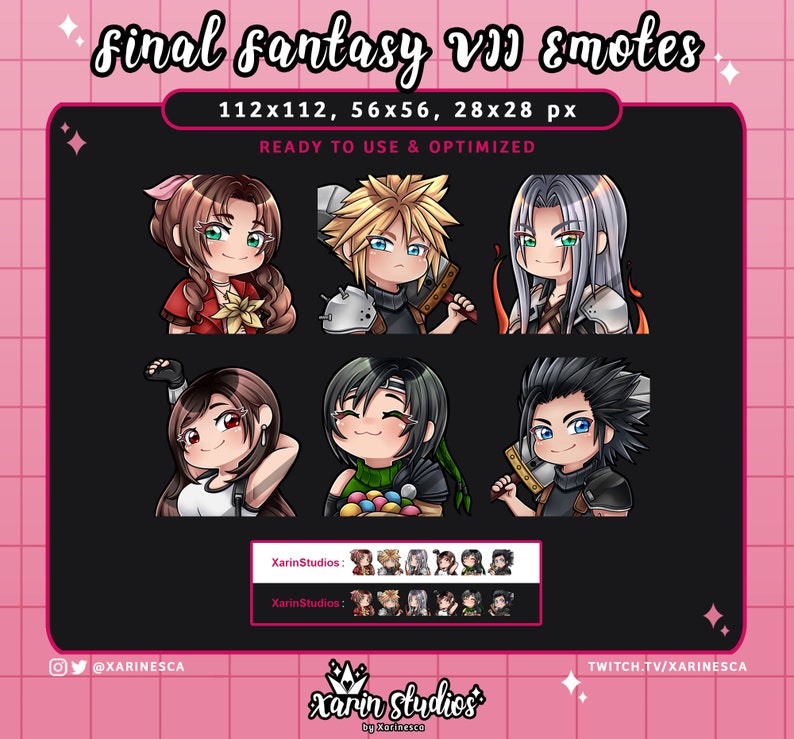 Final Fantasy 7 Emote Set for Twitch / Discord / Youtube / Stream ...