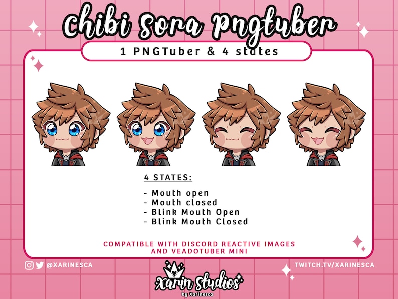 Chibi Kingdom Hearts Sora Pngtuber: Reactive Streaming Avatar (digital ...