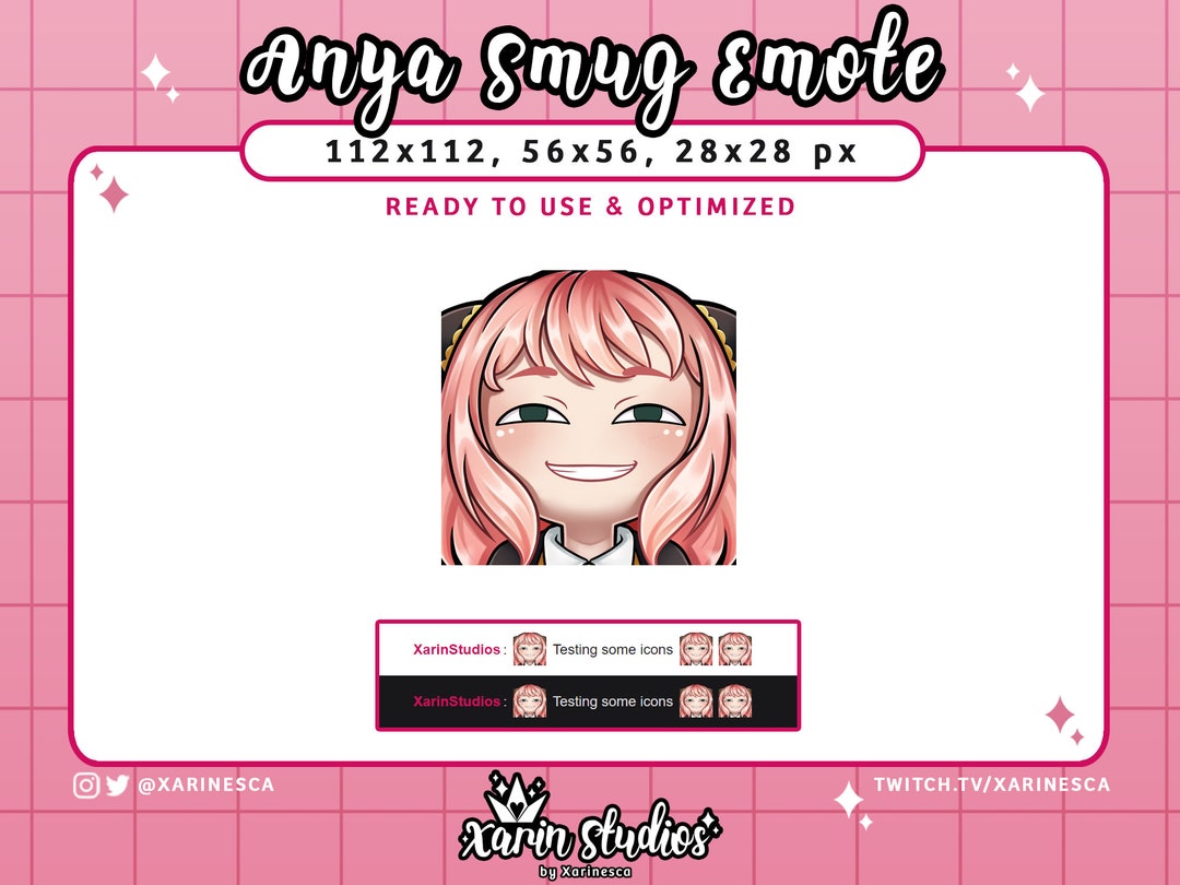Sxf Anya Smug Emote for Twitch / Discord / Youtube / Stream Emotes - Etsy