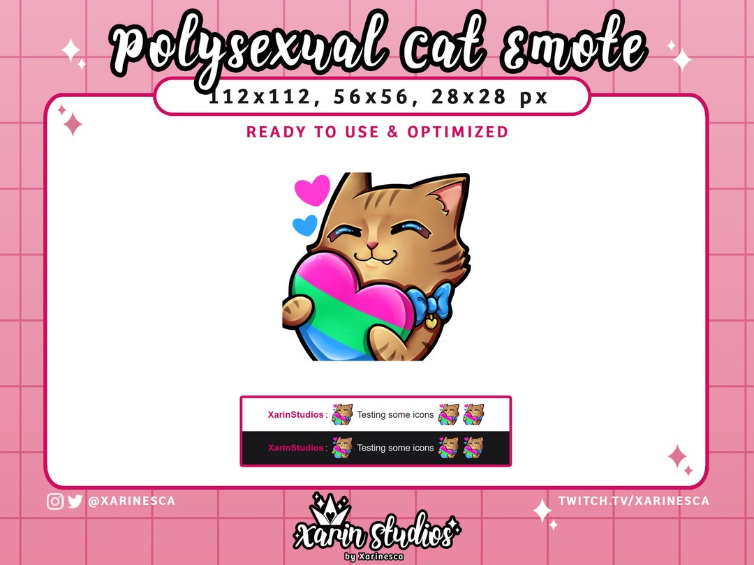 Pride Polysexual Cat Emote: Twitch/discord/youtube Stream Emote - Etsy