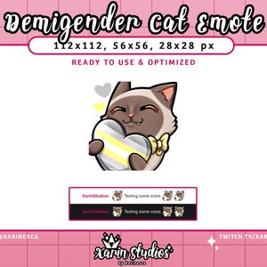 Pride Demigender Cat Emote for Twitch, Discord, Youtube (digital ...
