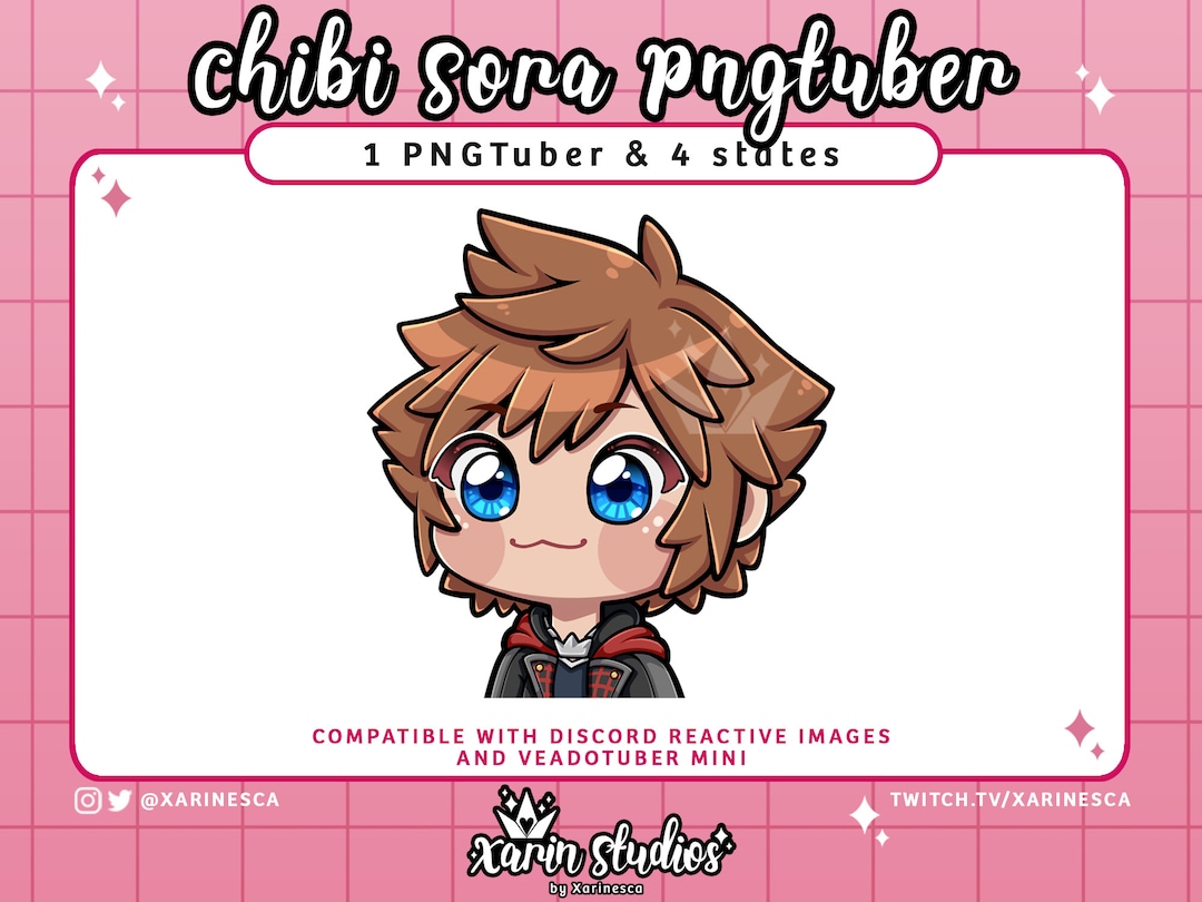 Chibi Kingdom Hearts Sora Pngtuber: Reactive Streaming Avatar (digital ...