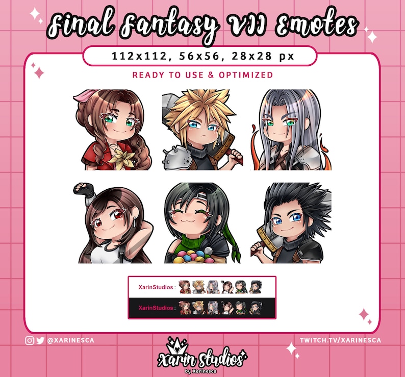 Final Fantasy 7 Emote Set for Twitch / Discord / Youtube / Stream ...
